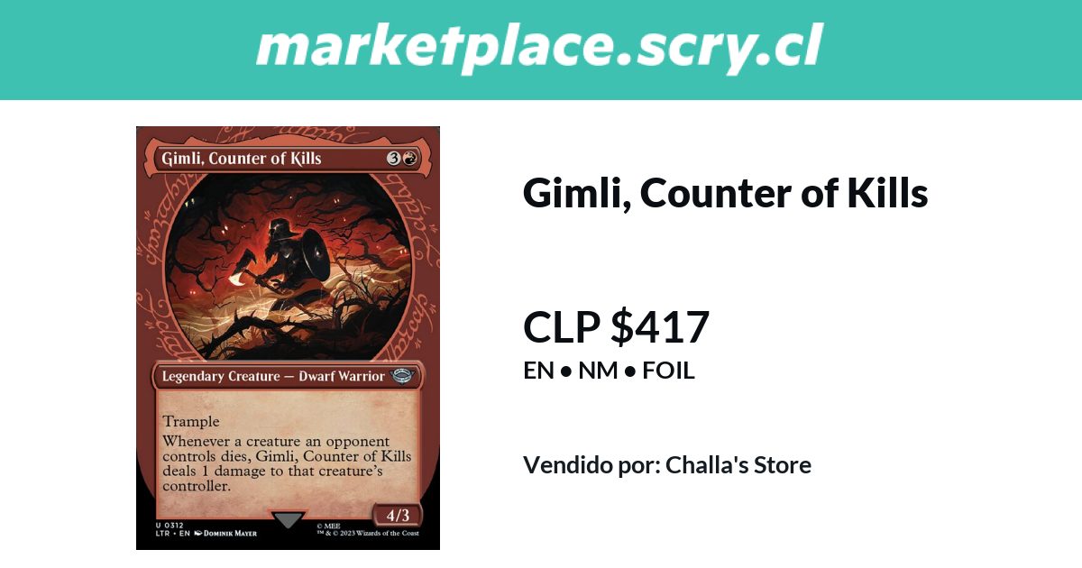 Gimli, Counter of Kills | Disponible en Marketplace Scry