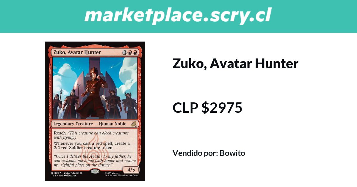 Zuko, Avatar Hunter | Disponible en Marketplace Scry